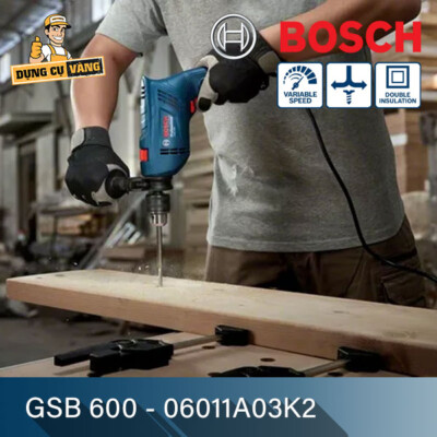 Máy khoan động lực Bosch 13mm GSB 600 (Bộ hộp công cụ) - Dụng Cụ Vàng